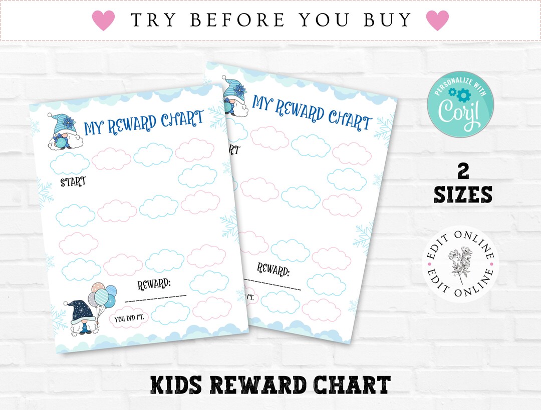 Winter Reward Chart, Printable Reward Chart, Reward Chart for Kid ...
