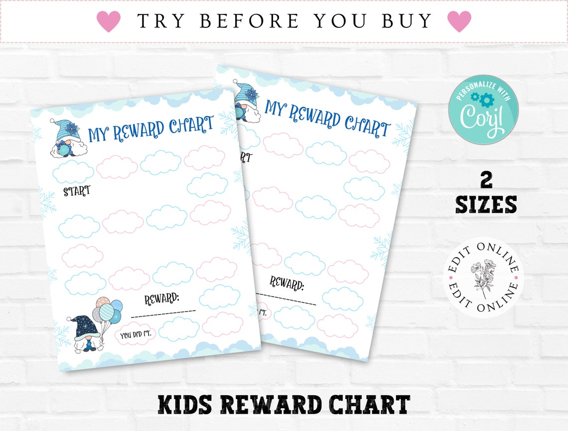 Winter Reward Chart, Printable Reward Chart, Reward Chart for Kid ...