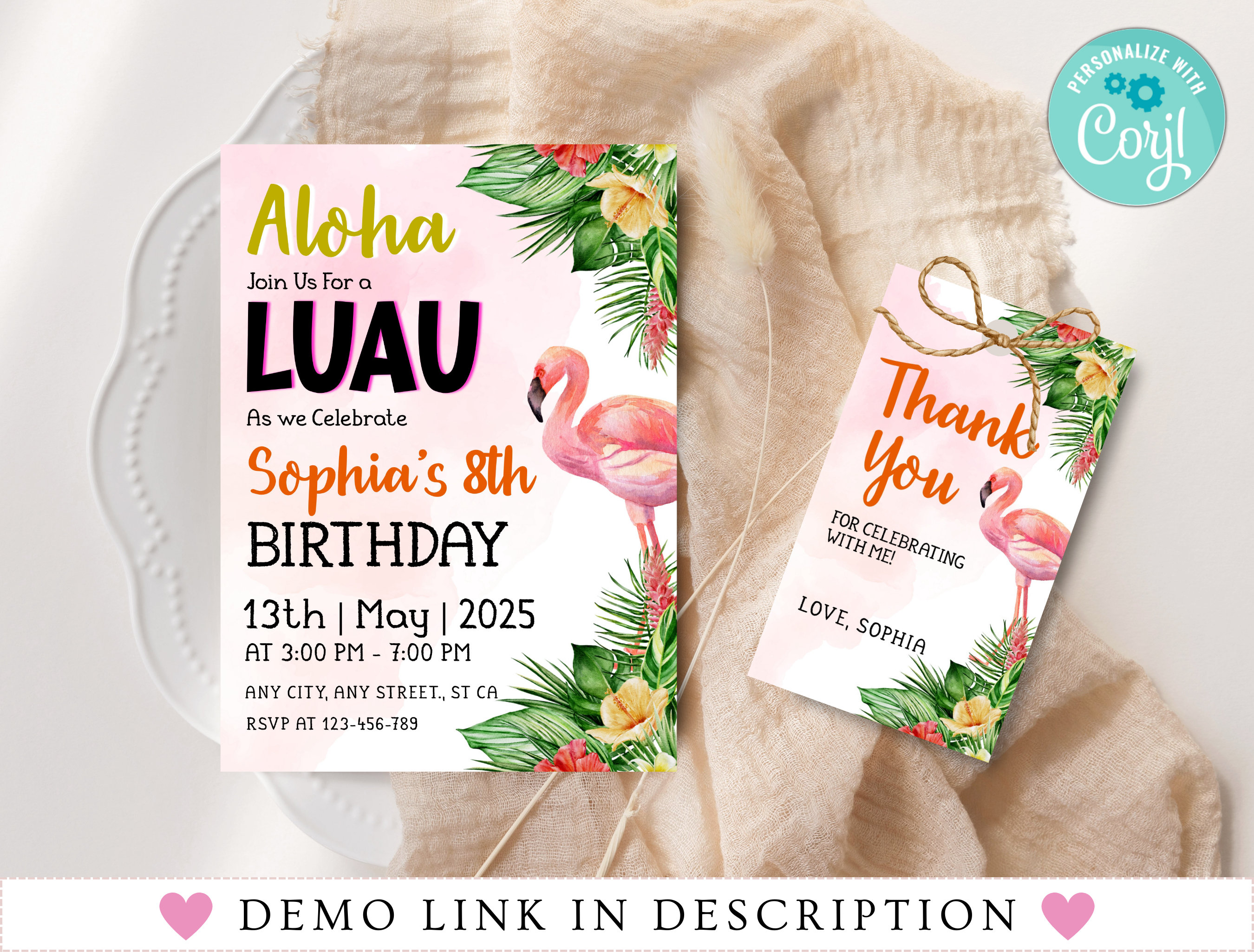 Luau Birthday Invitation, Luau Party Invitation, Luau Invitation ...