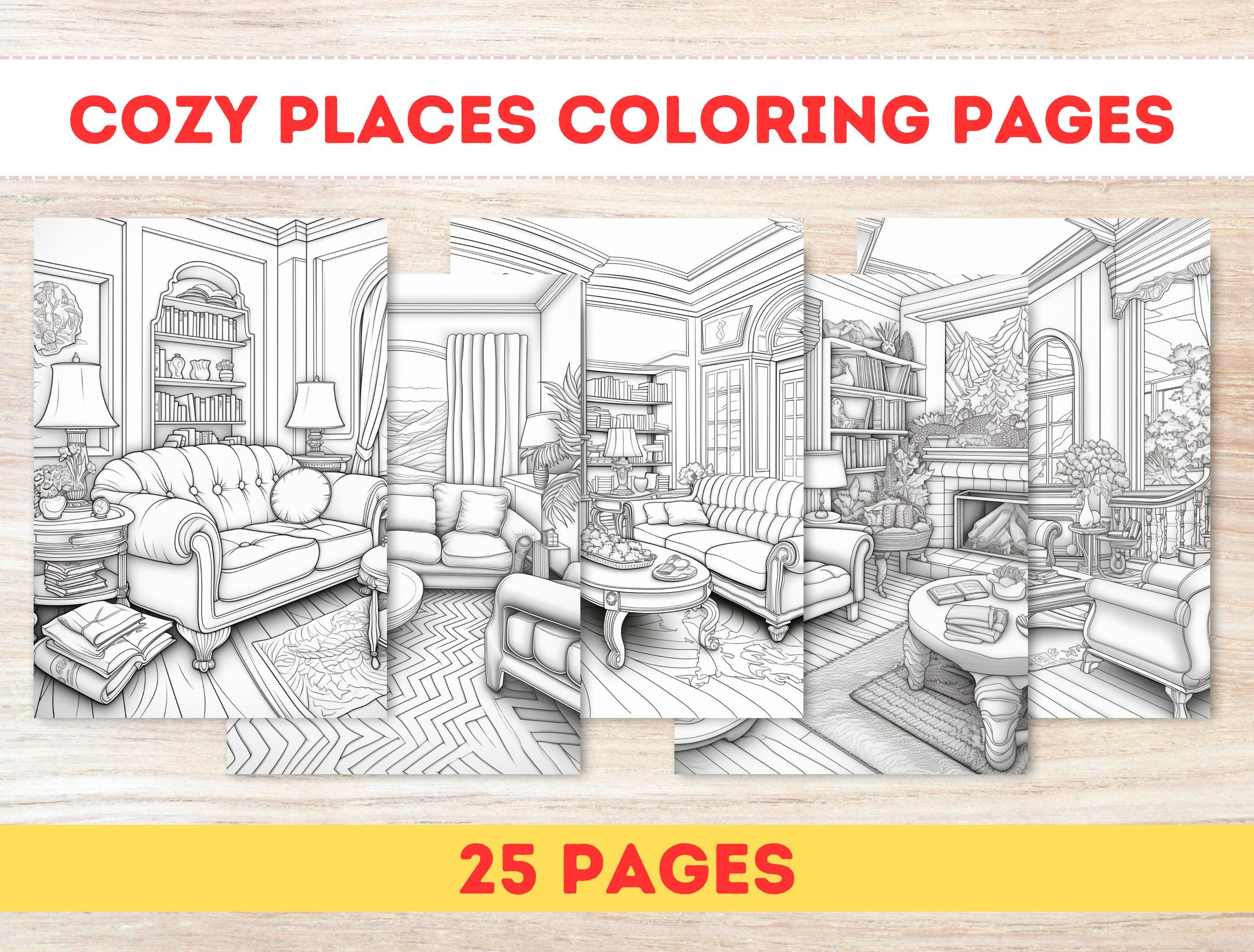 Cozy Places Coloring Pages, Cozy Home Coloring Pages, House Coloring ...