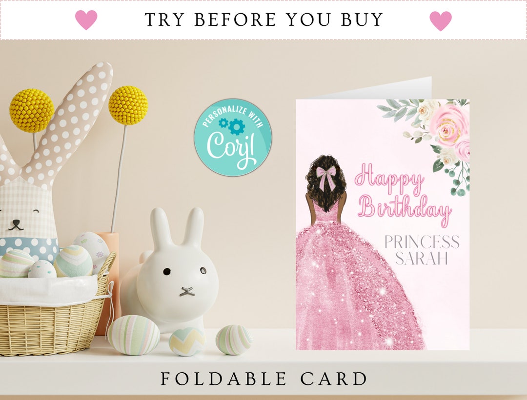 Princess Birthday Card Happy Birthday Card Digital Greeting - Etsy