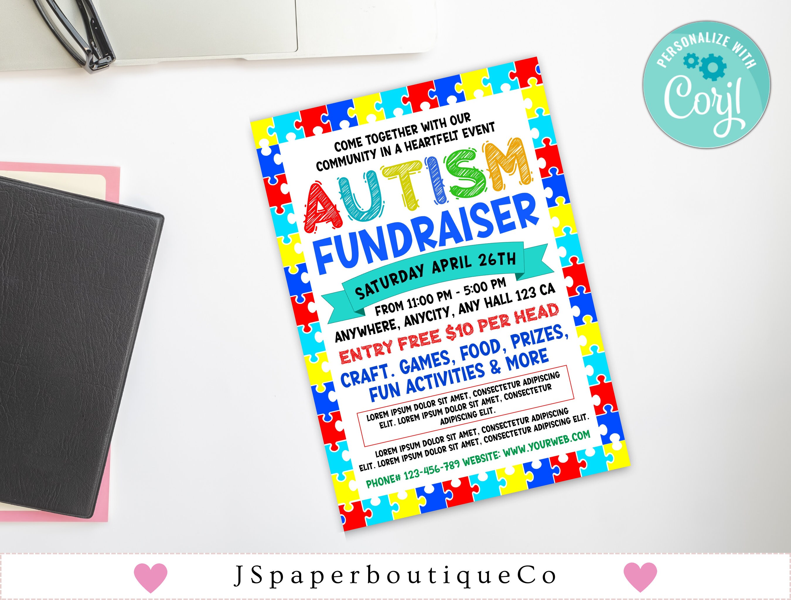 Editable Autism Awareness Event Flyer, Family Day Fundraiser Event ...