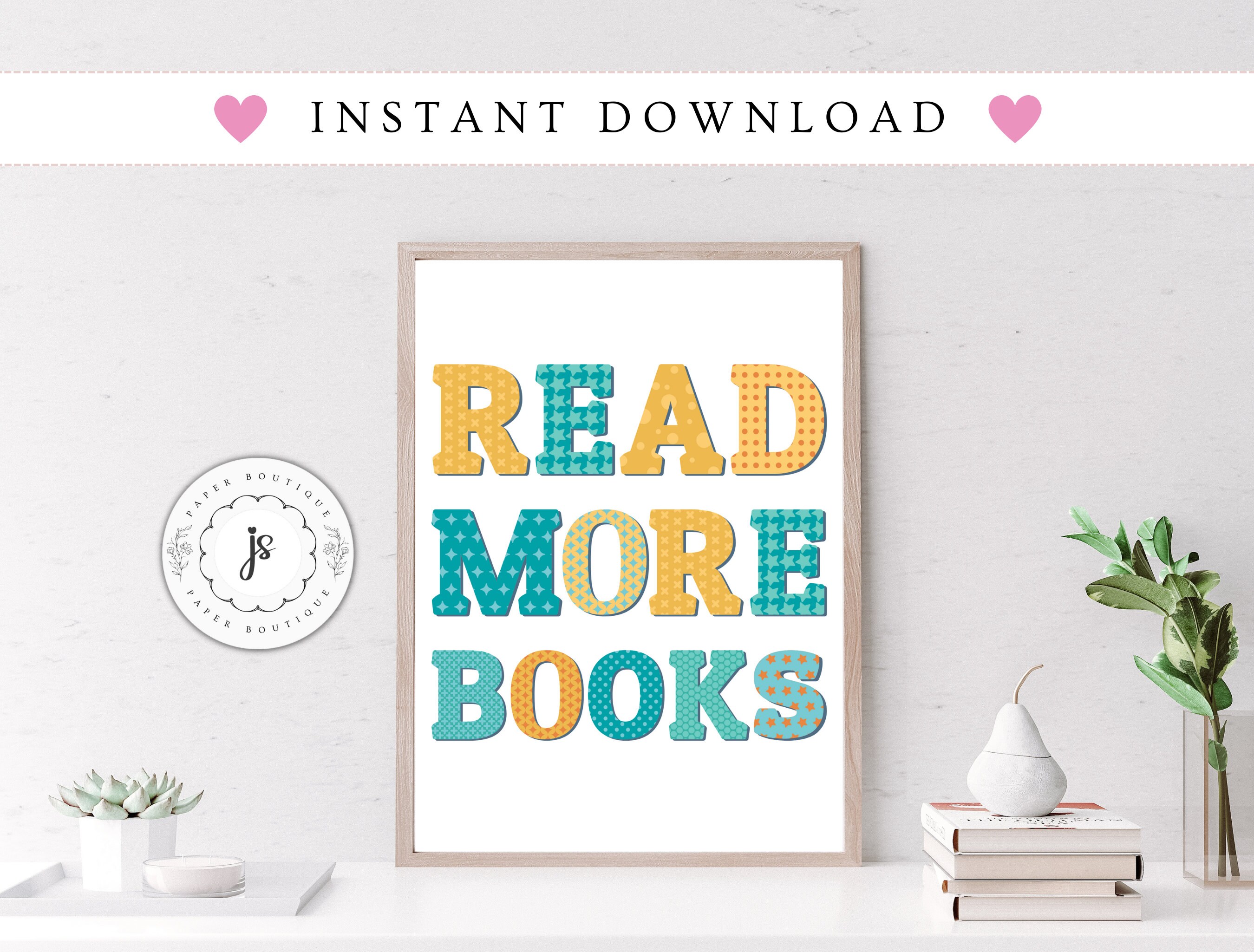 Read More Books Print, Book Lover Poster, Classroom Decor, Printable ...