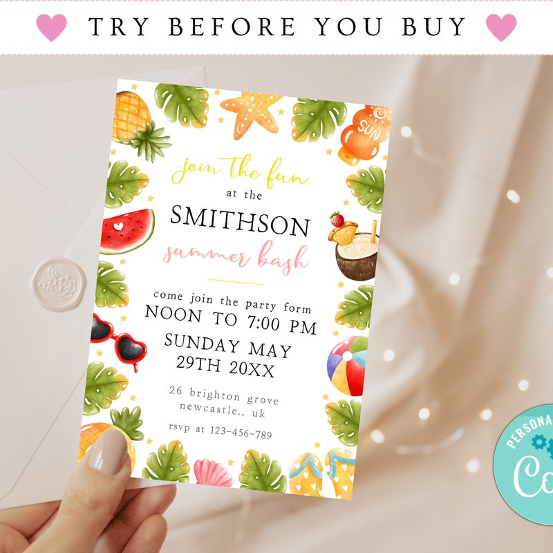 Summer Invitations - Etsy