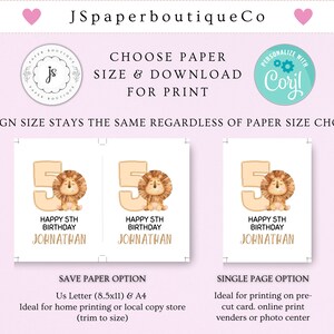 Happy Birthday Card Printable Birthday Card Printable Lion - Etsy