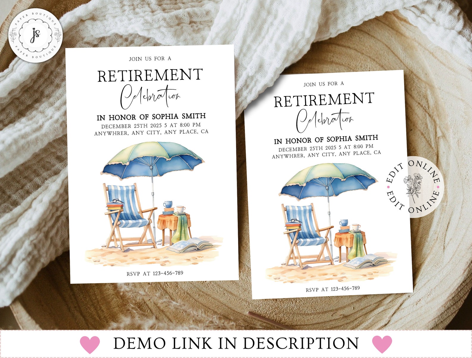 Retirement Beach Party Invitation Template, Retirement Celebration ...