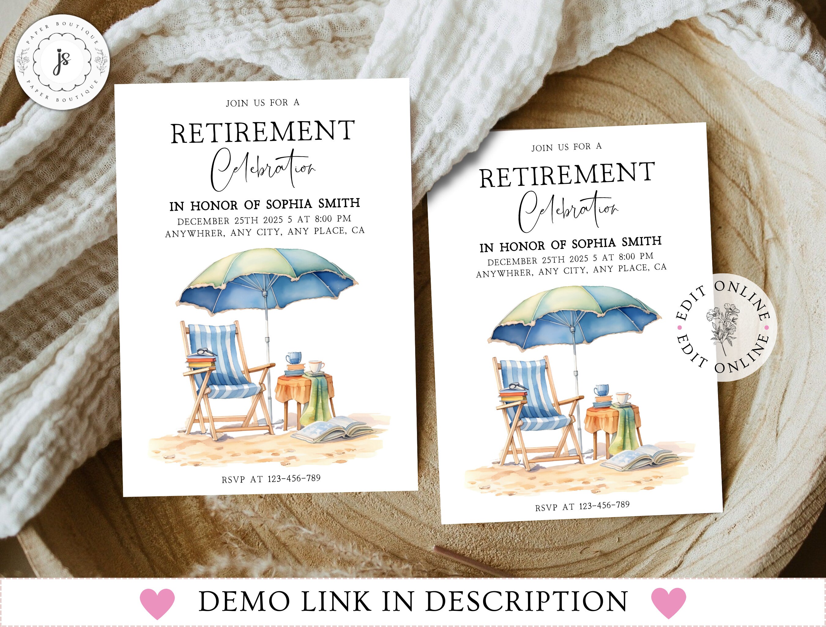 Retirement Beach Party Invitation Template, Retirement Celebration ...