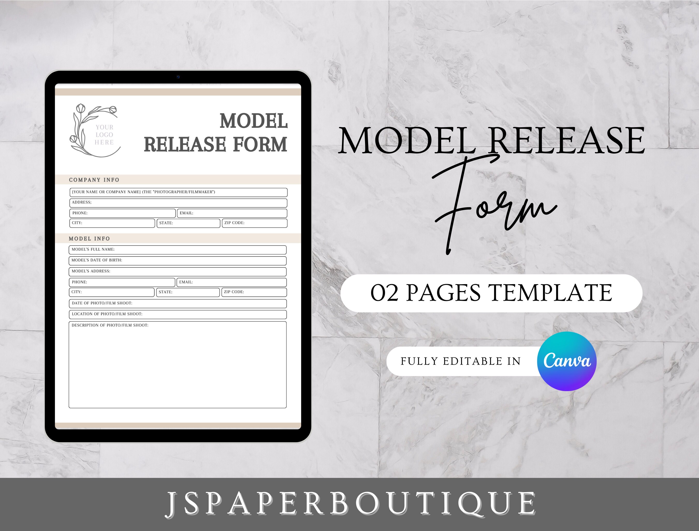 Model Release Form, Standard Model Release Form, Model Release Form for ...