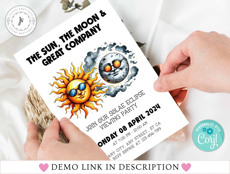 Solar Eclipse Party Invitation, Printable Editable Template in Corjl ...