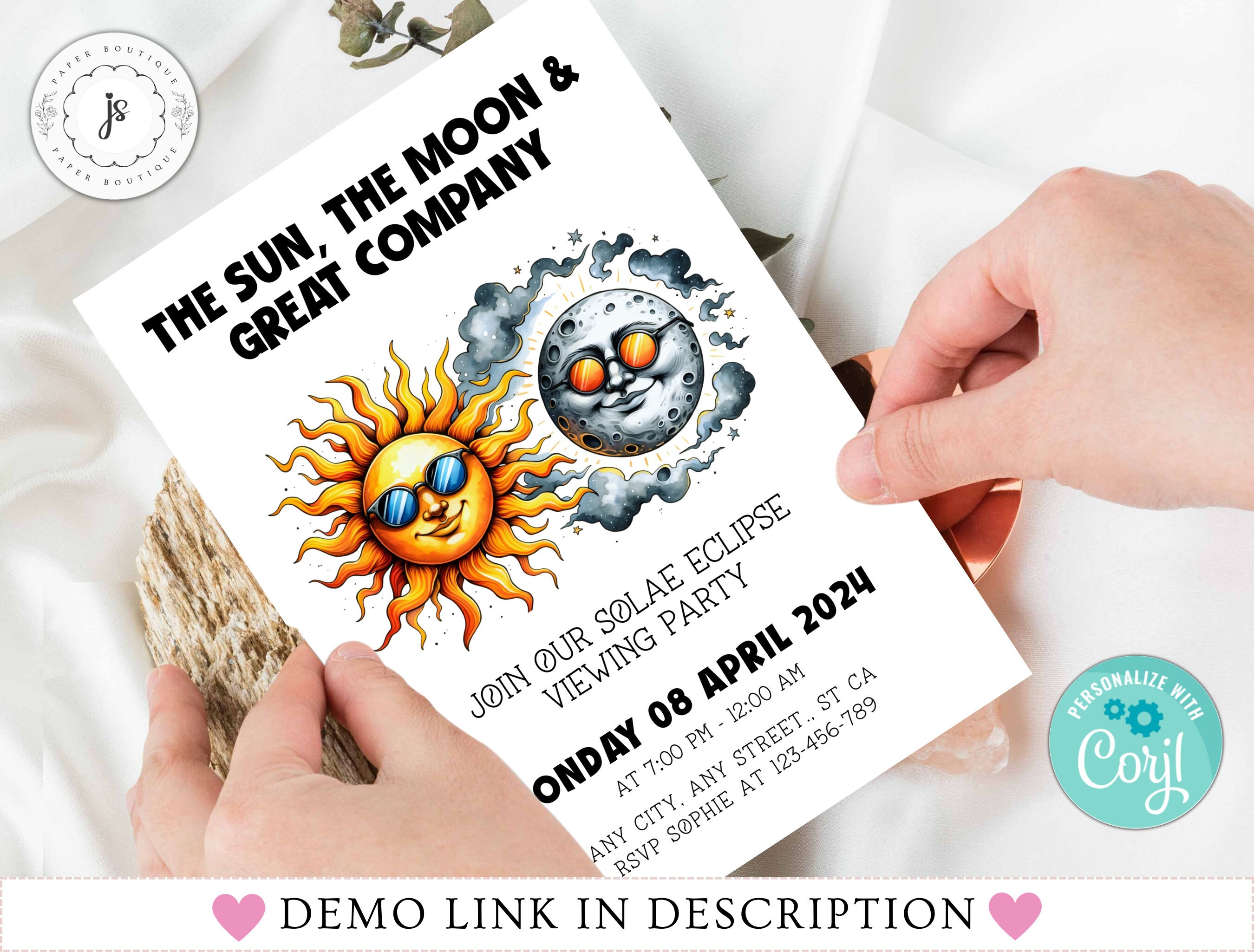 Solar Eclipse Party Invitation, Printable Editable Template in Corjl ...