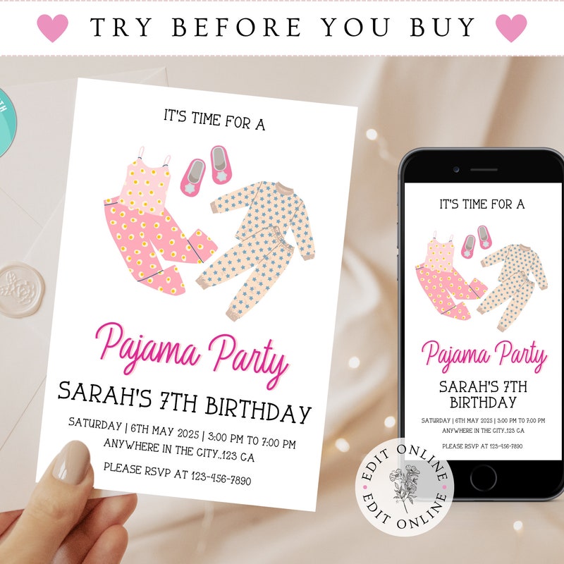 Pajama Party Invite - Etsy