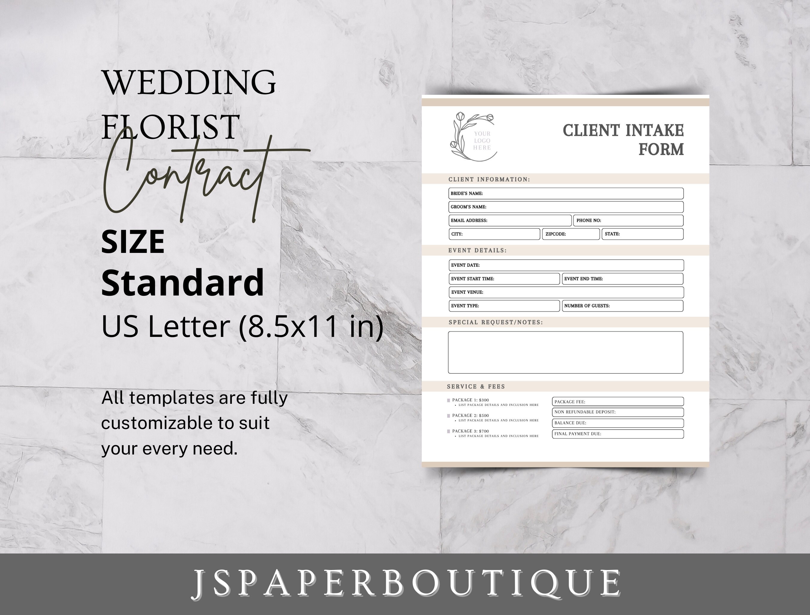 Wedding Florist Contract Template, Florist Contract for Wedding, Floral ...