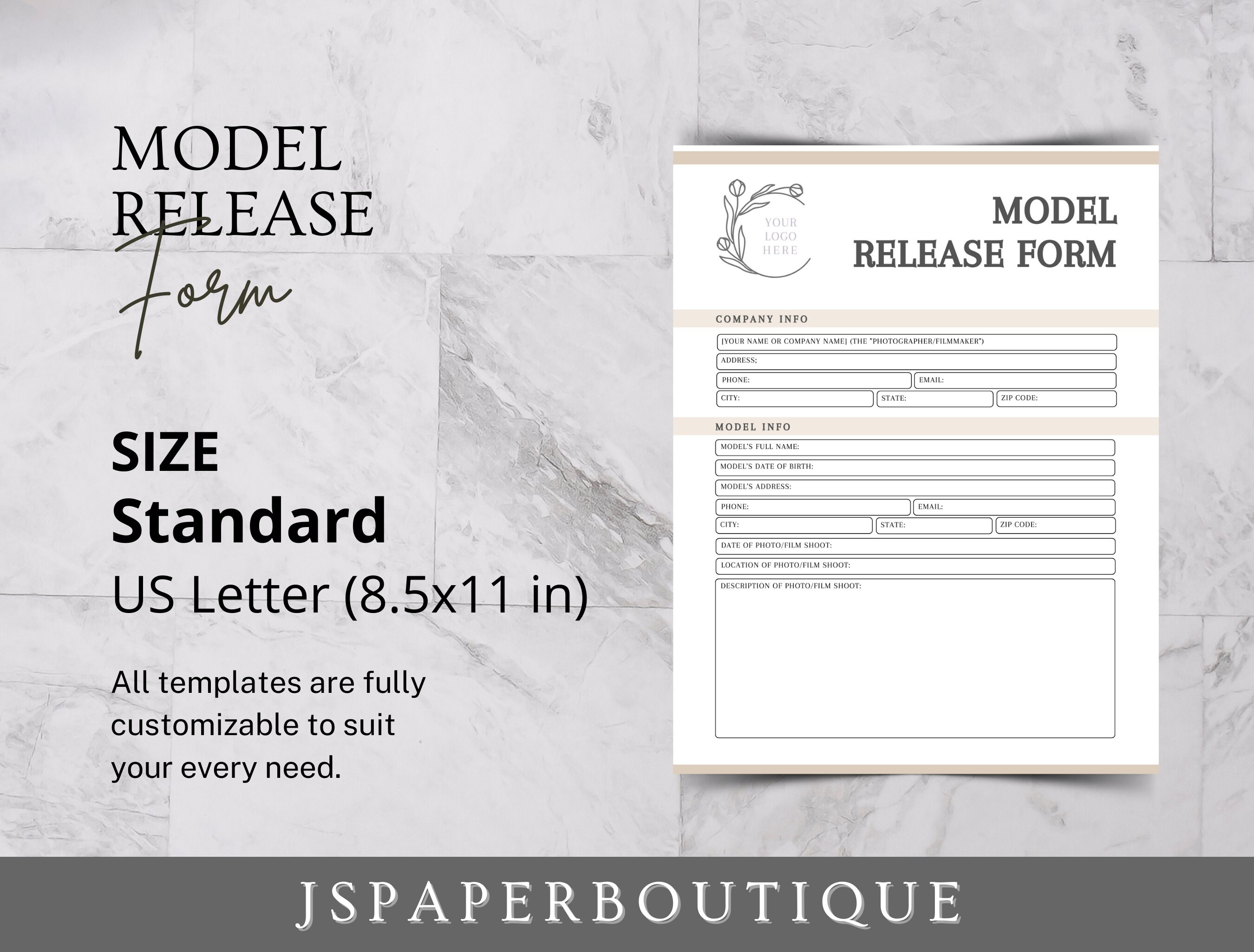 Model Release Form, Standard Model Release Form, Model Release Form for ...