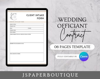Editable Wedding Officiant Contract, Marriage Officiant, Wedding ...