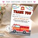 Firetruck Thank You Card Template, Editable Thank You Card, Firefighter ...