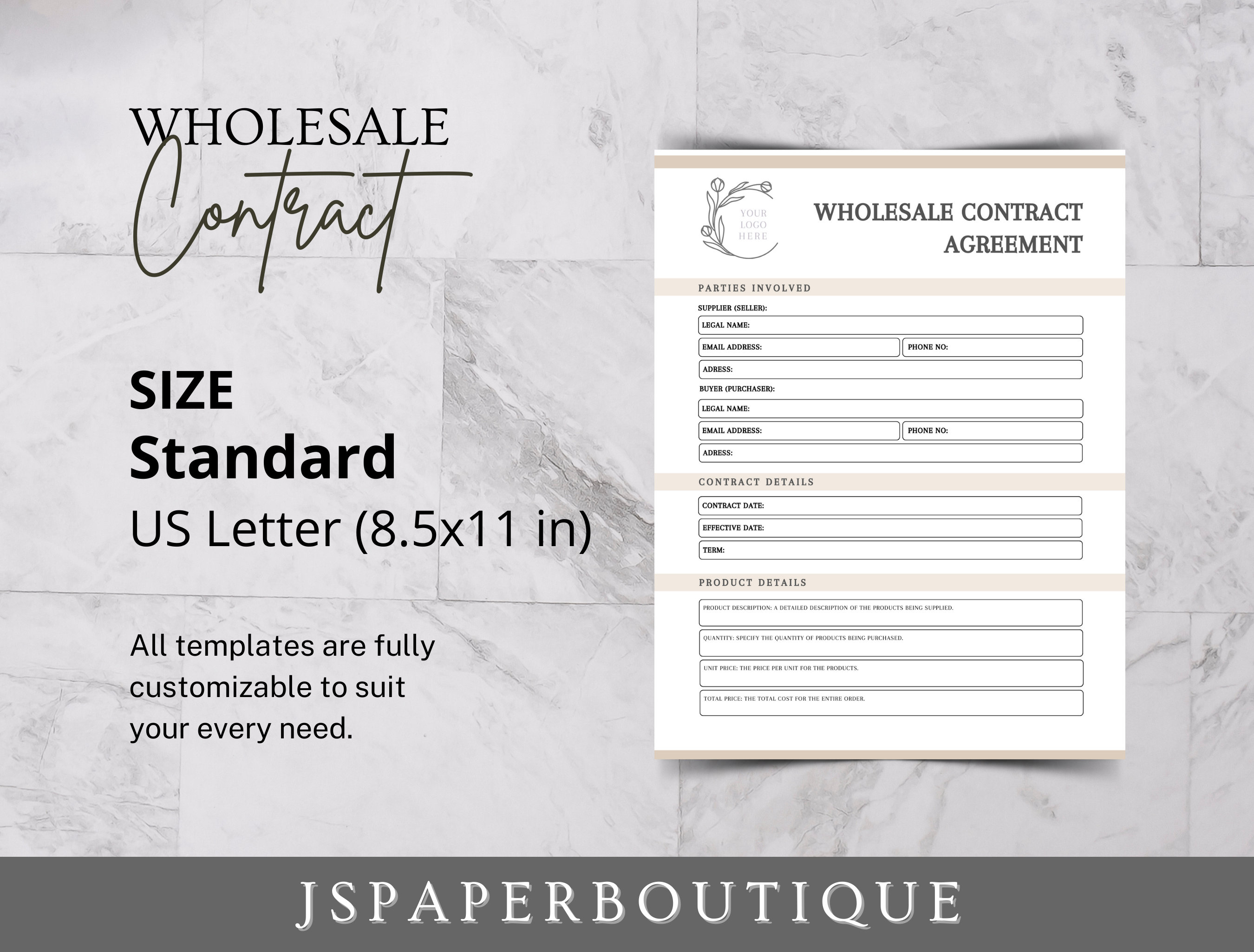 Wholesale Contract Template, Wholesale Agreement Template, Wholesale ...