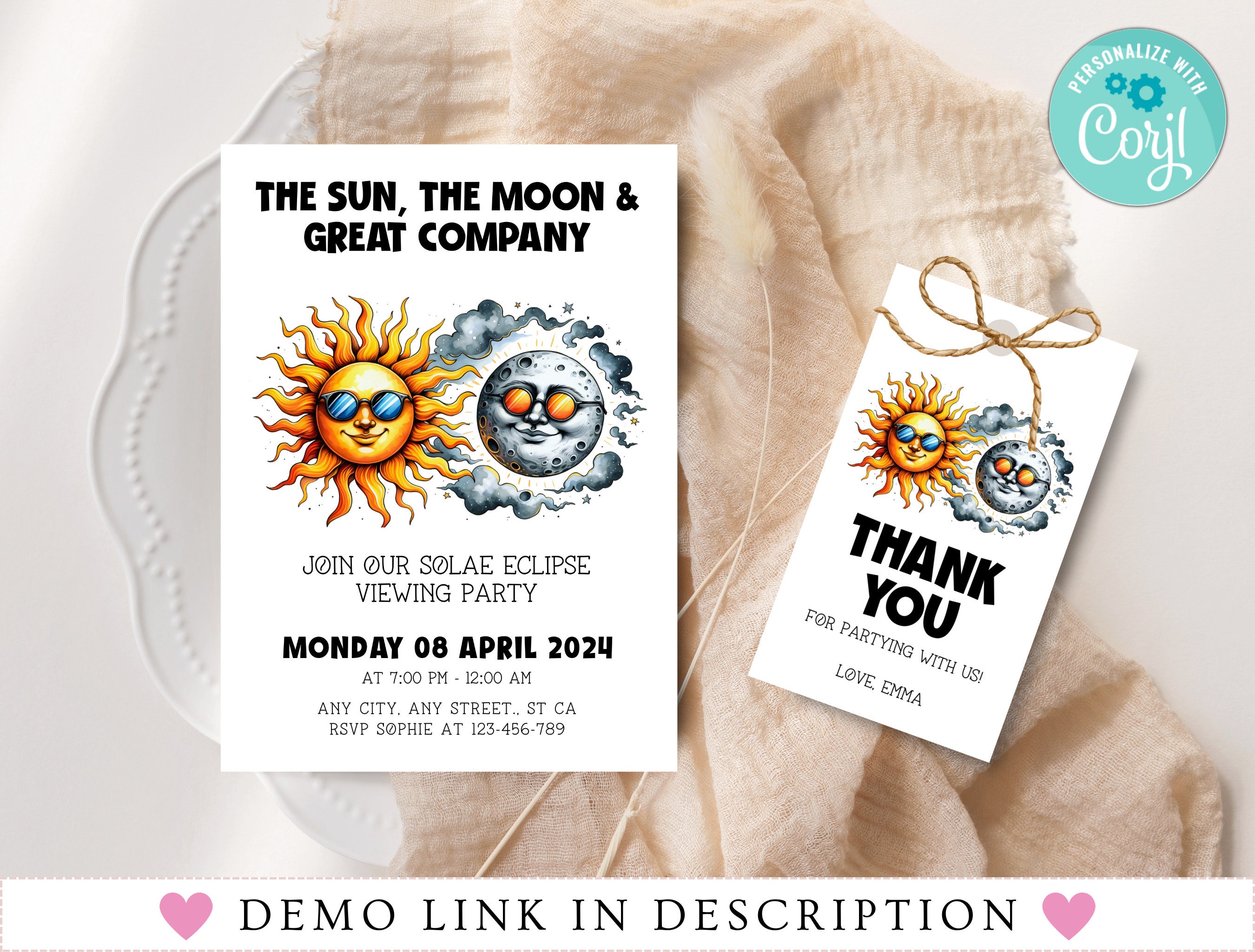 Solar Eclipse Party Invitation, Printable Editable Template in Corjl ...