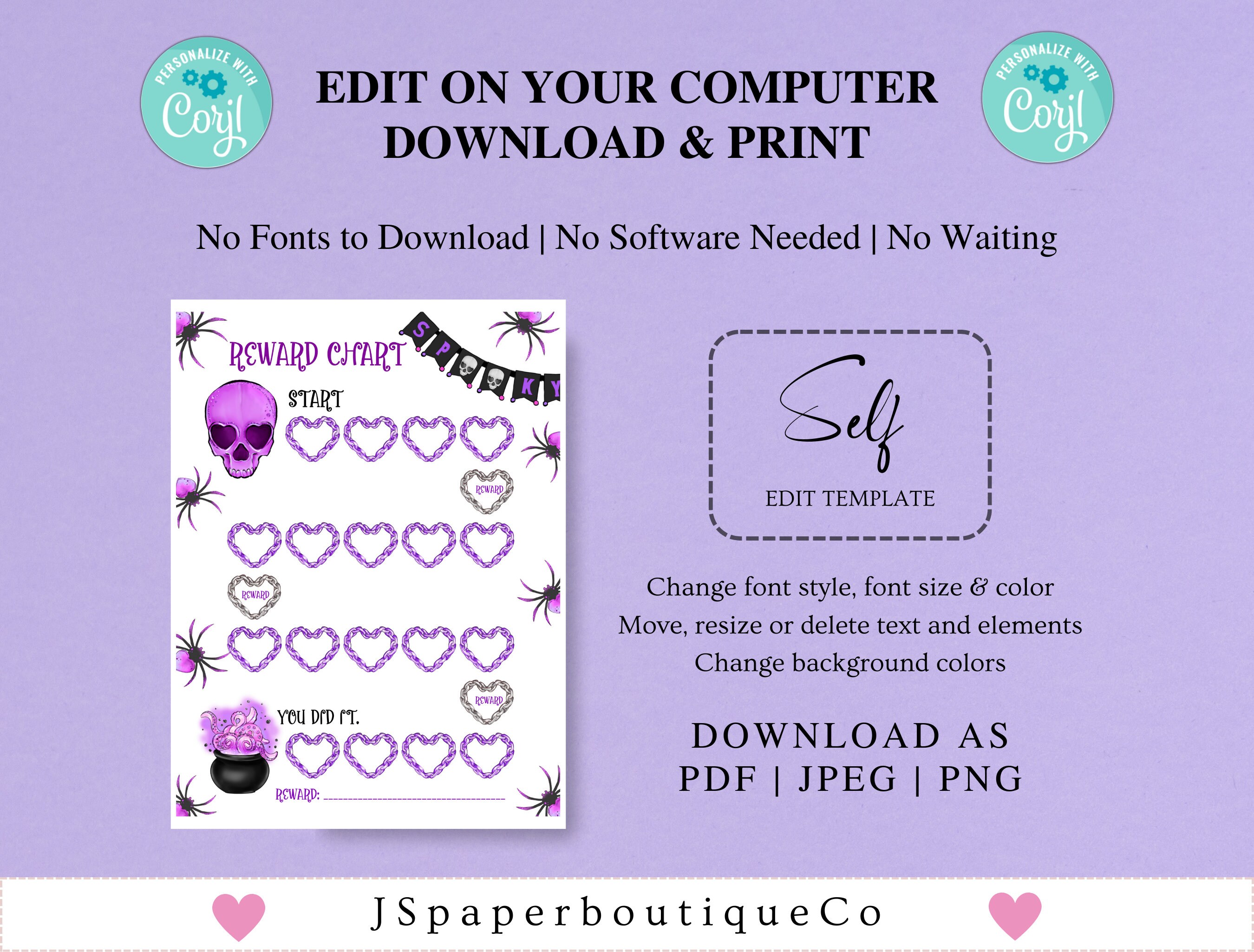 Halloween Reward Chart for Kids Simple Kids Reward Chart - Etsy