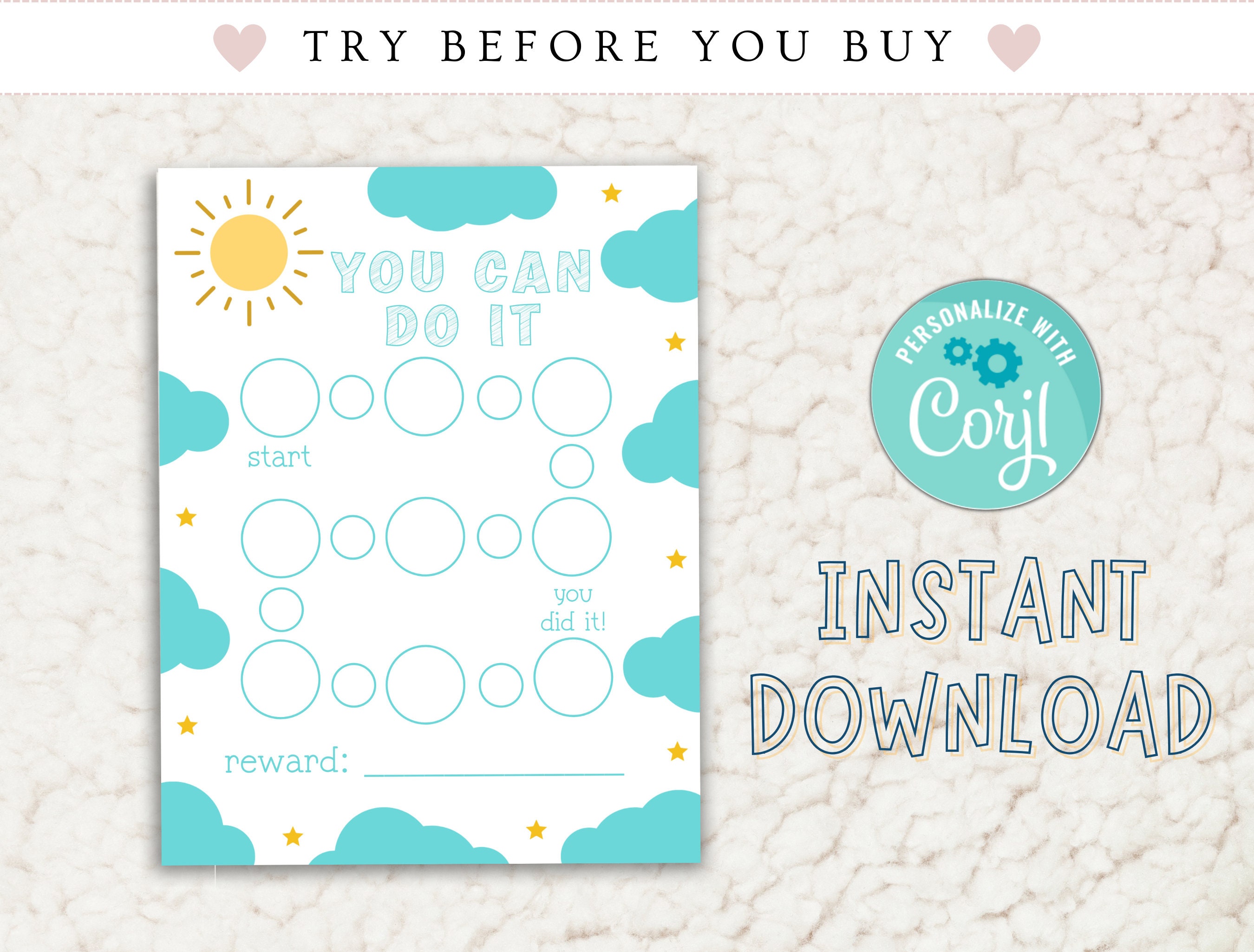 Editable Sunshine Reward Chart Boho Sunshine Behavior Chart - Etsy