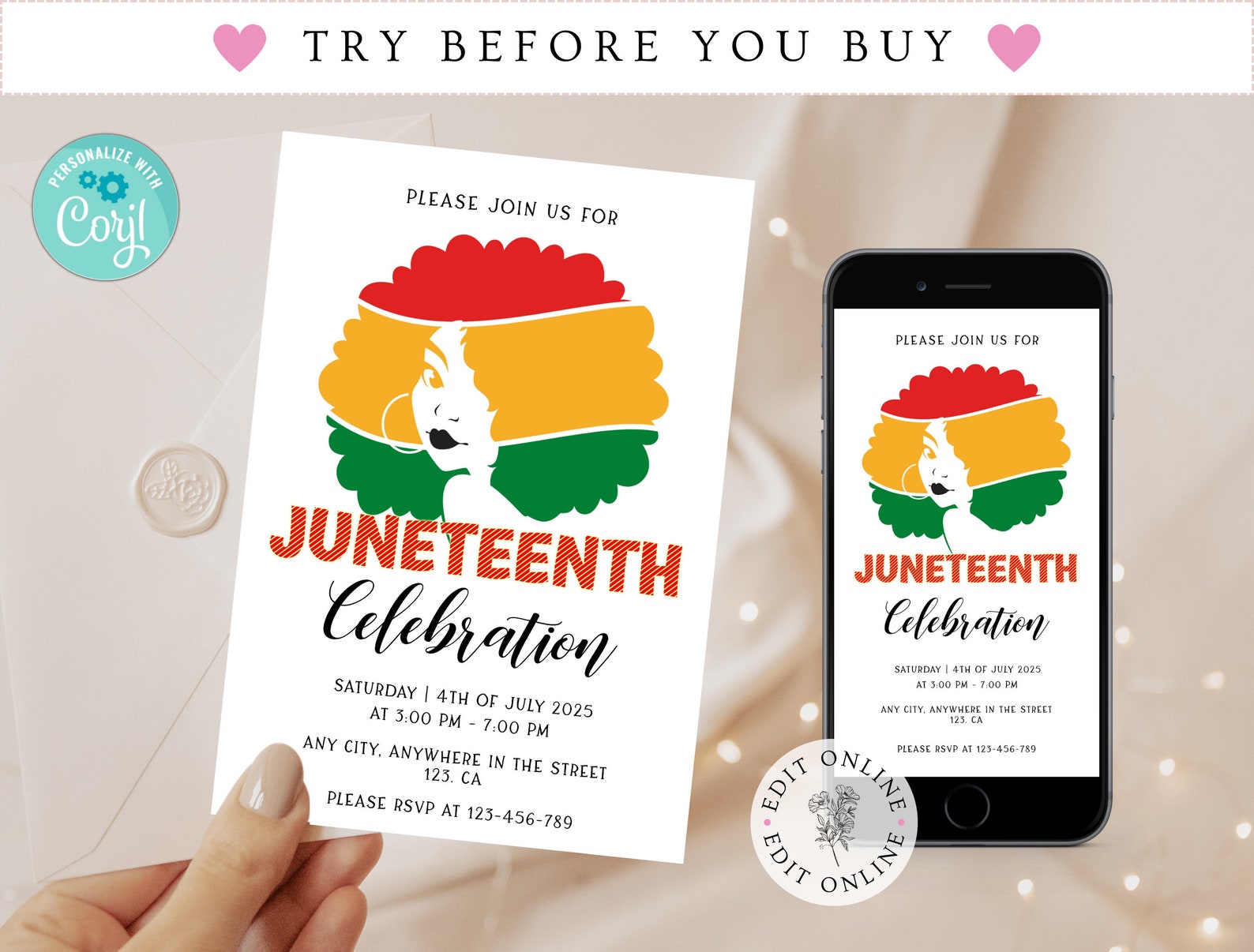 Printable Juneteenth Celebration Invitation, Editable Juneteenth Event ...