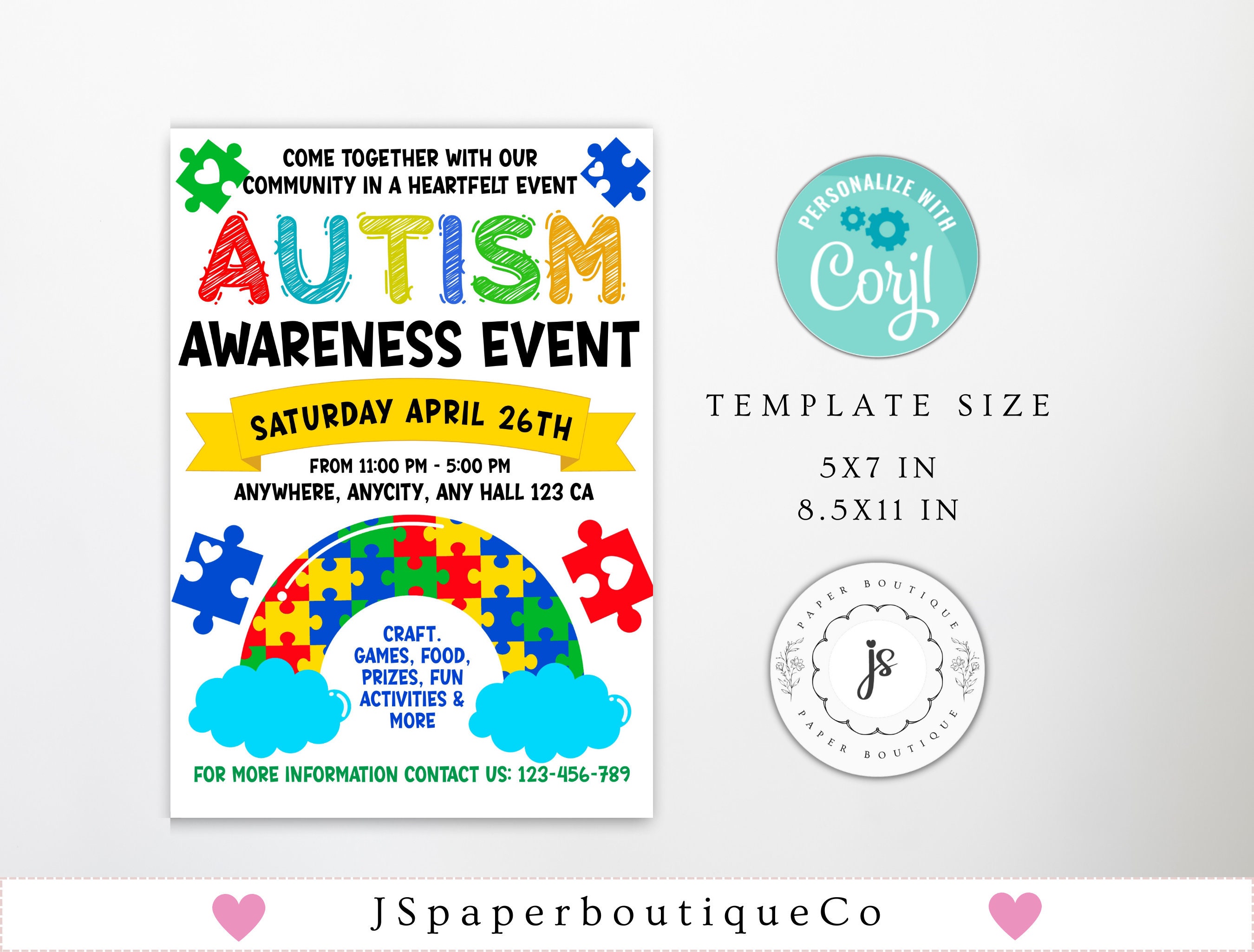 Autism Awareness Event Flyer, Autism Awareness Editable Flyer ...