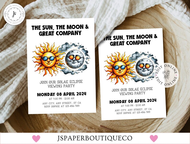 Solar Eclipse Party Invitation, Printable Editable Template in Corjl ...