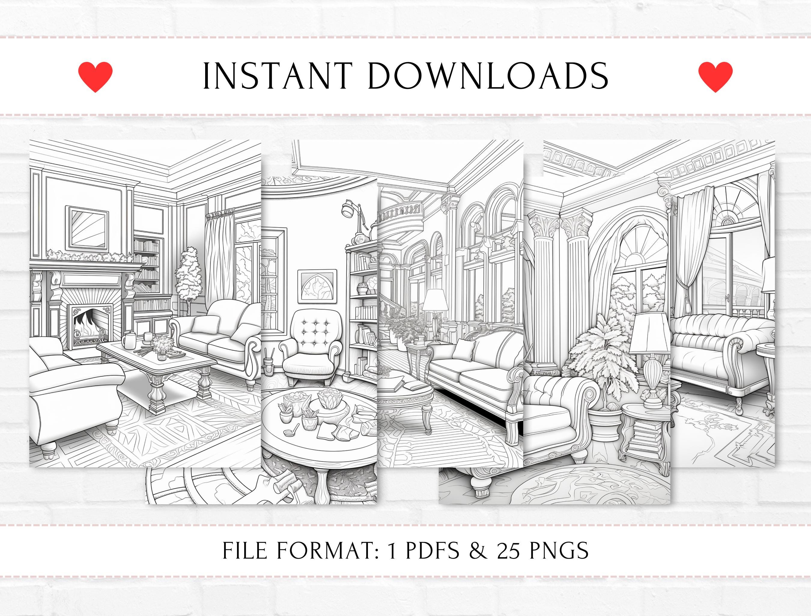 Cozy Places Coloring Pages, Cozy Home Coloring Pages, House Coloring ...