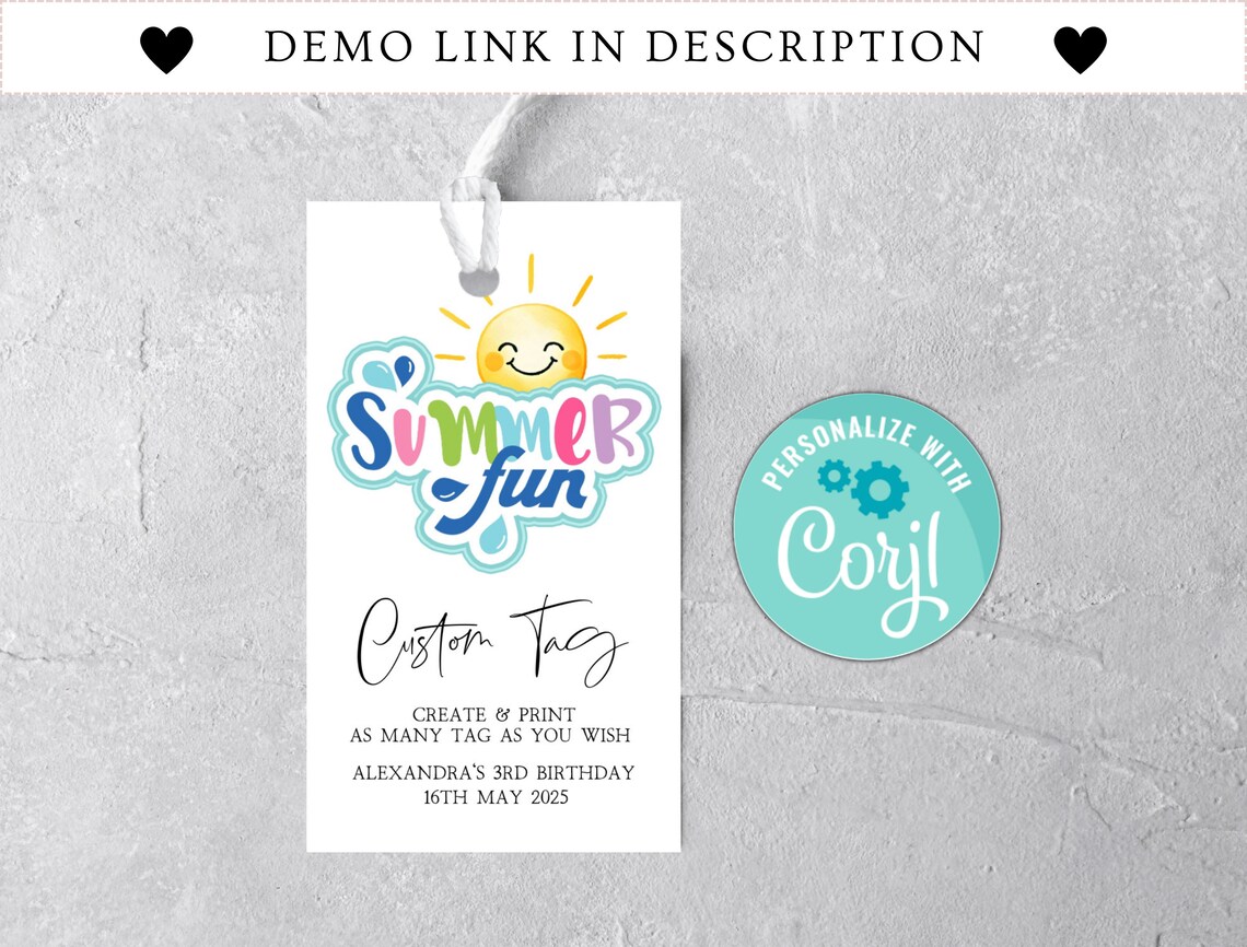 Summer Custom Tag, Printable Tags Summer, Printable Summer Fun Tags ...