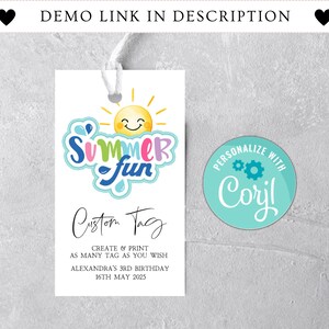 Summer Custom Tag, Printable Tags Summer, Printable Summer Fun Tags ...