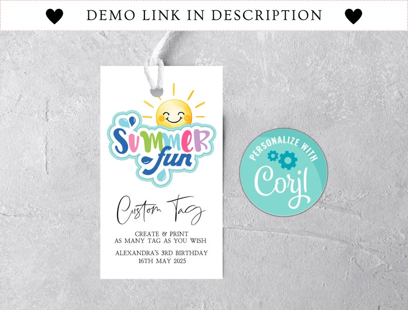 Summer Custom Tag, Printable Tags Summer, Printable Summer Fun Tags ...