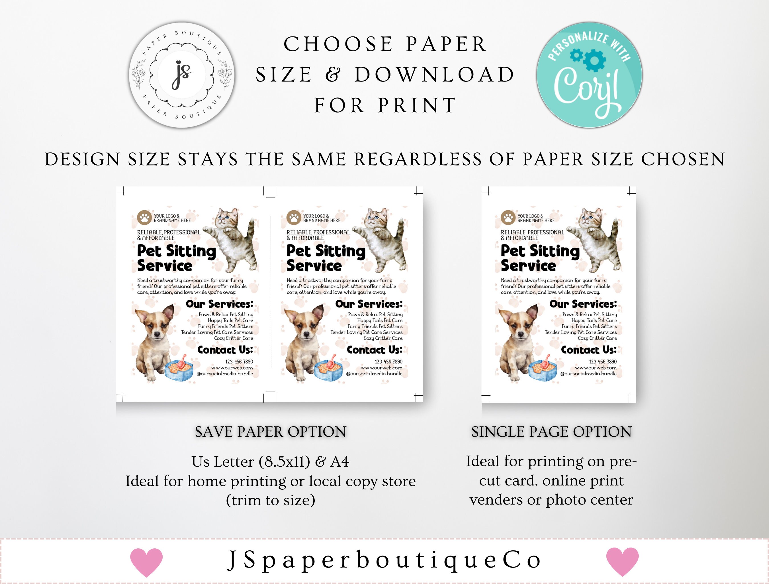 Pet Sitting Flyer, Editable Pet Sitting Service Flyer, Pet Walking ...