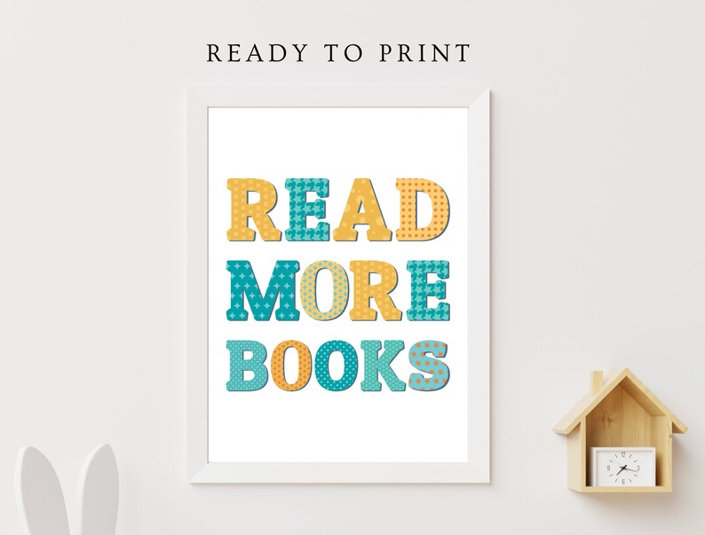 Read More Books Print, Book Lover Poster, Classroom Decor, Printable ...