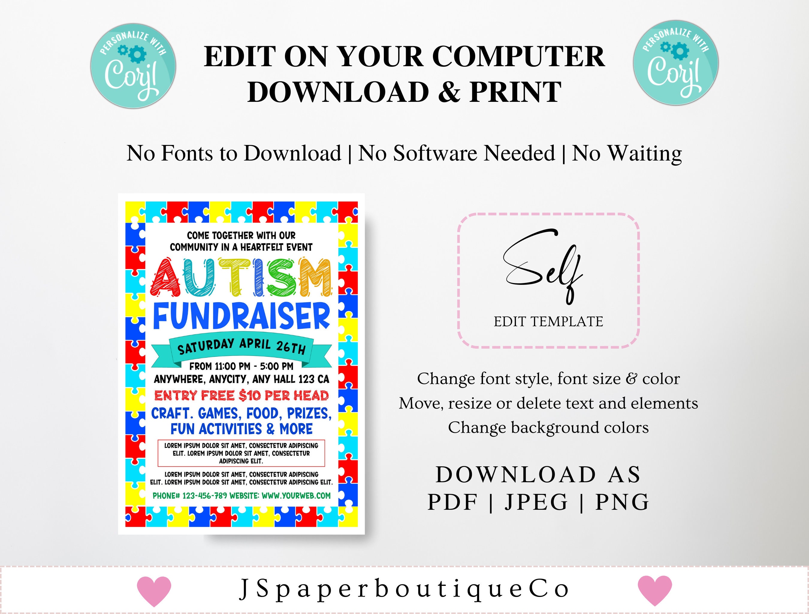 Editable Autism Awareness Event Flyer, Family Day Fundraiser Event ...