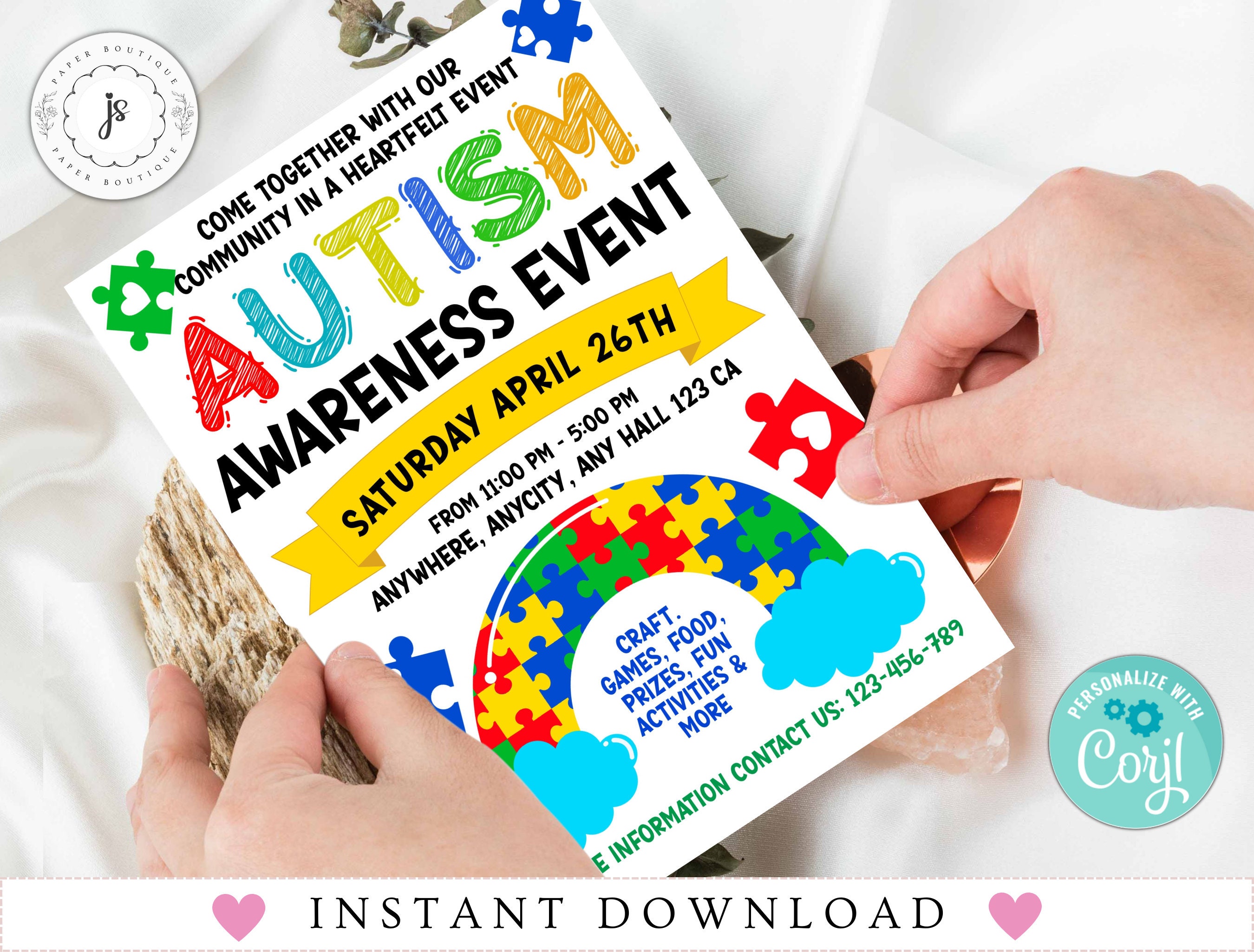 Autism Awareness Event Flyer, Autism Awareness Editable Flyer ...