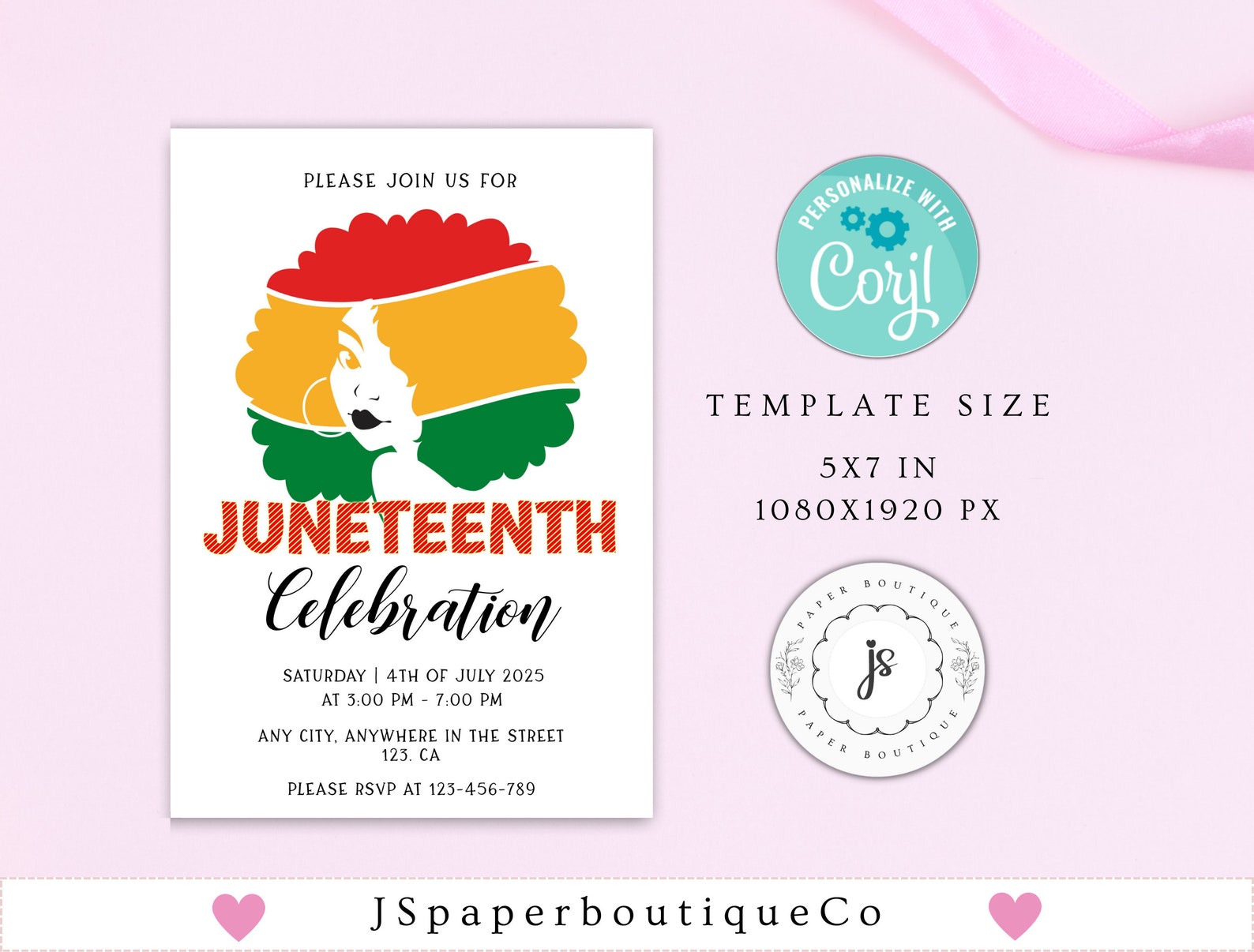 Printable Juneteenth Celebration Invitation, Editable Juneteenth Event ...