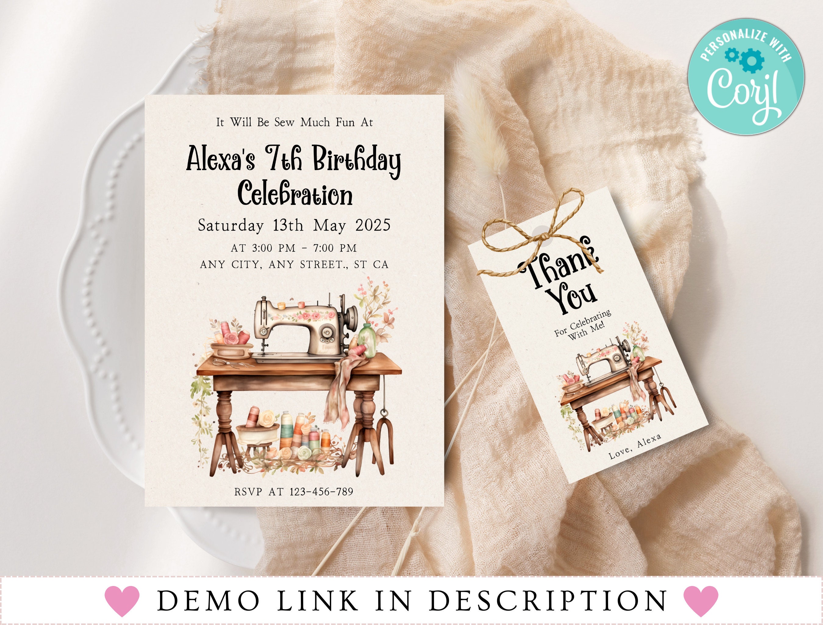 Sewing Invitation, Sew Theme Birthday, Sewing Party Invite, Sewing ...