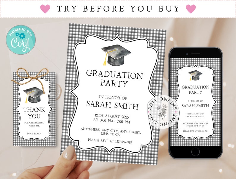 Graduation Party Invitation, Graduation Invitation Template, High ...