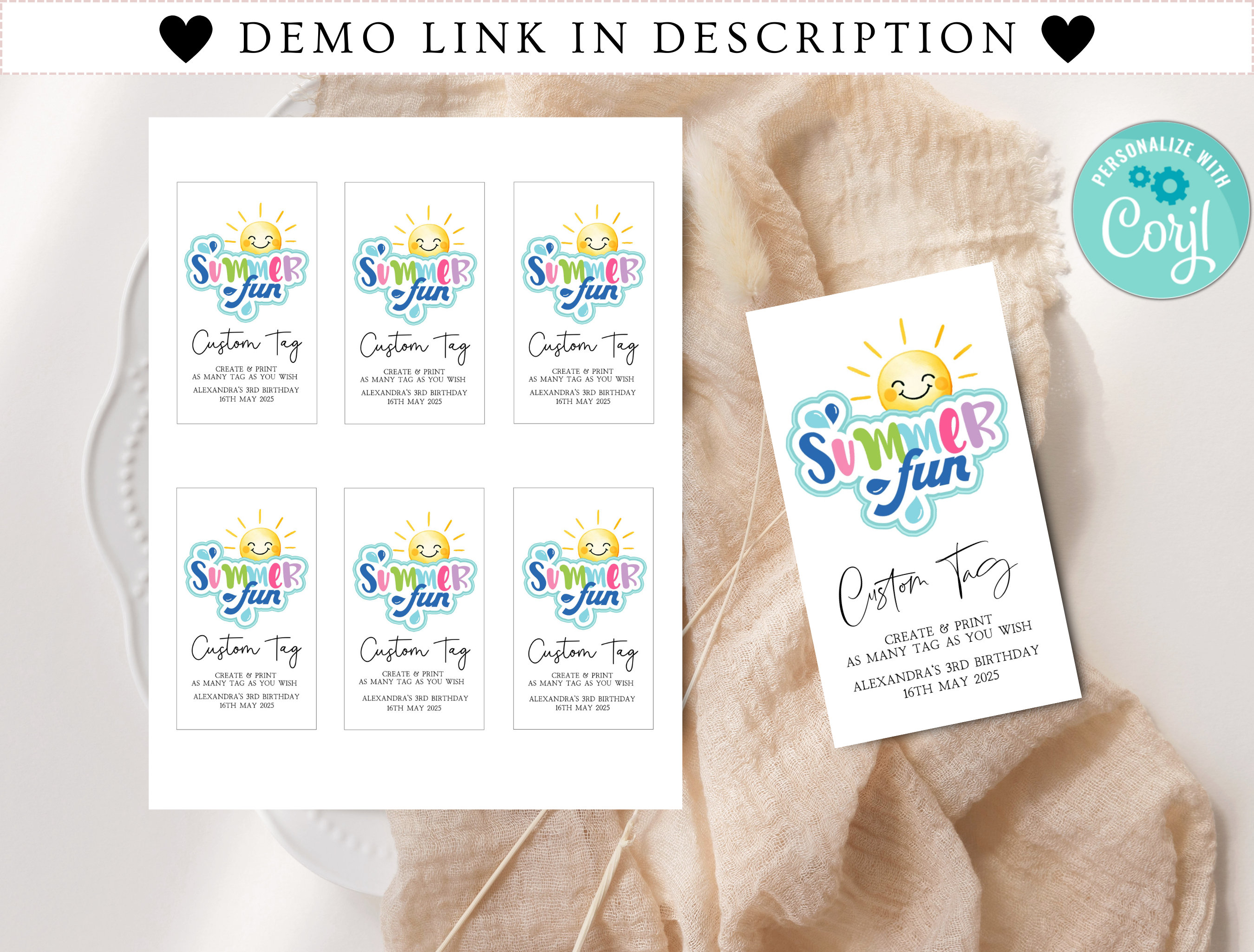 Summer Custom Tag, Printable Tags Summer, Printable Summer Fun Tags ...