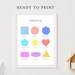 Shapes Poster, Kindergarten Poster, Classroom Poster, Educational ...