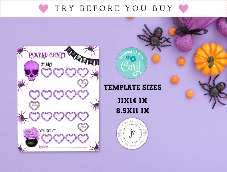 Halloween Reward Chart for Kids, Simple Kids Reward Chart, Trick or ...