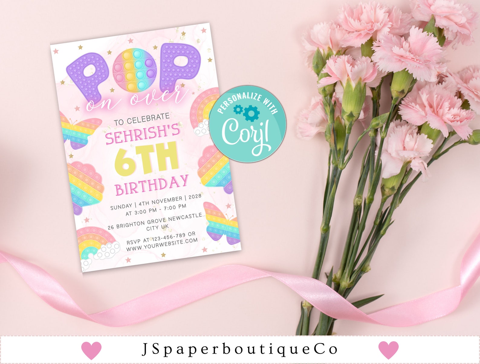 Pop It Birthday Invitation, Pop It Party Invitation, Pop It Party ...