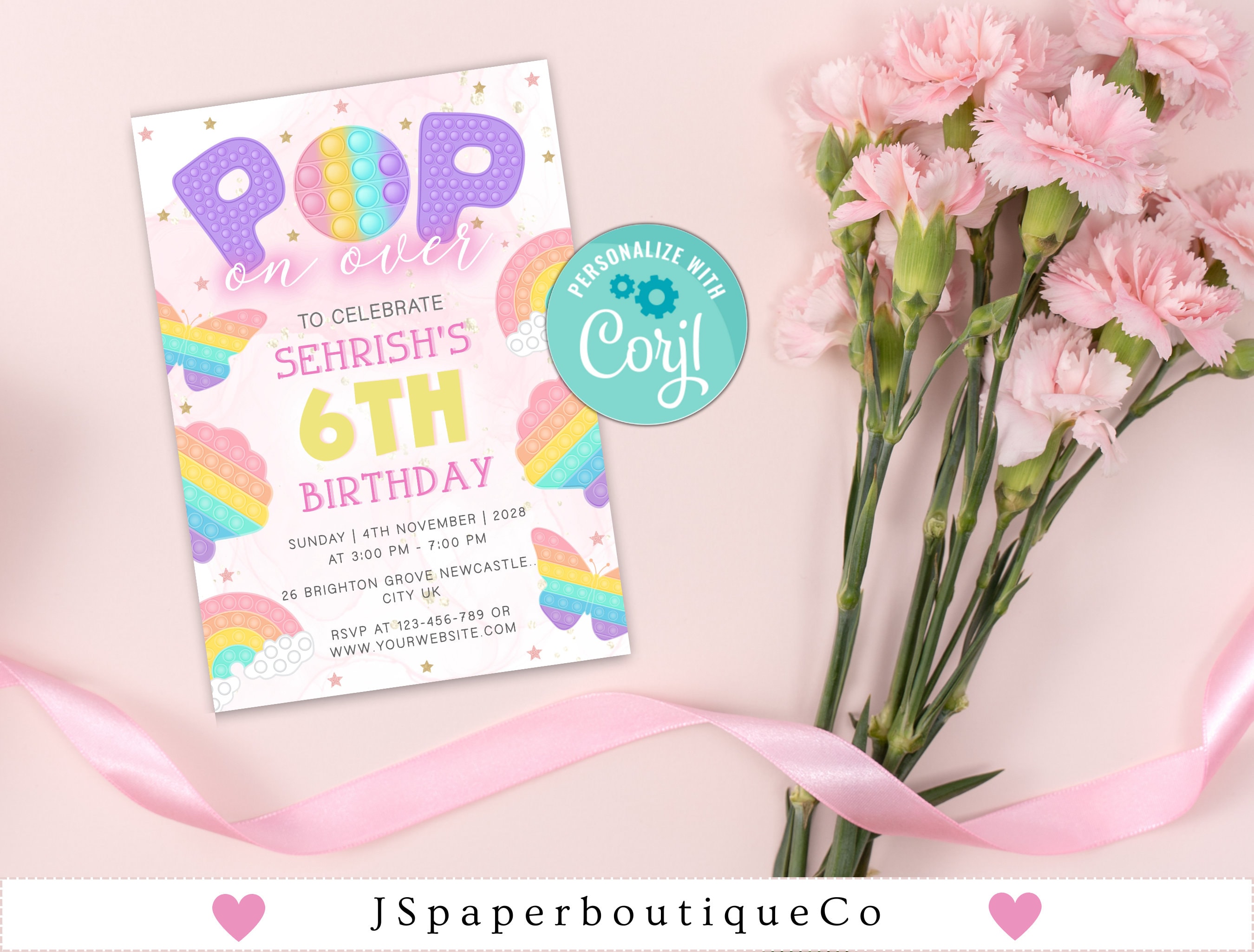 Pop It Birthday Invitation, Pop It Party Invitation, Pop It Party ...