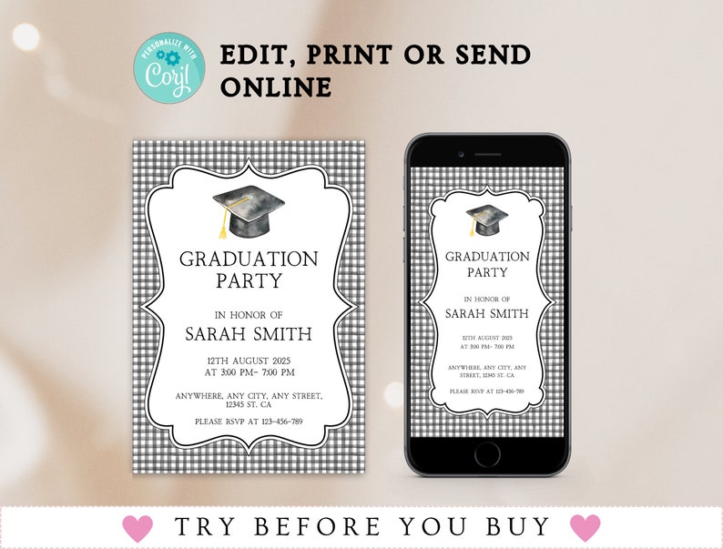 Graduation Party Invitation, Graduation Invitation Template, High ...
