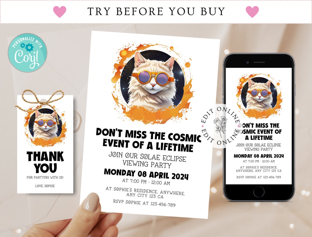 Solar Eclipse Party Invitation, Eclipse Party, Solar Eclipse Theme ...