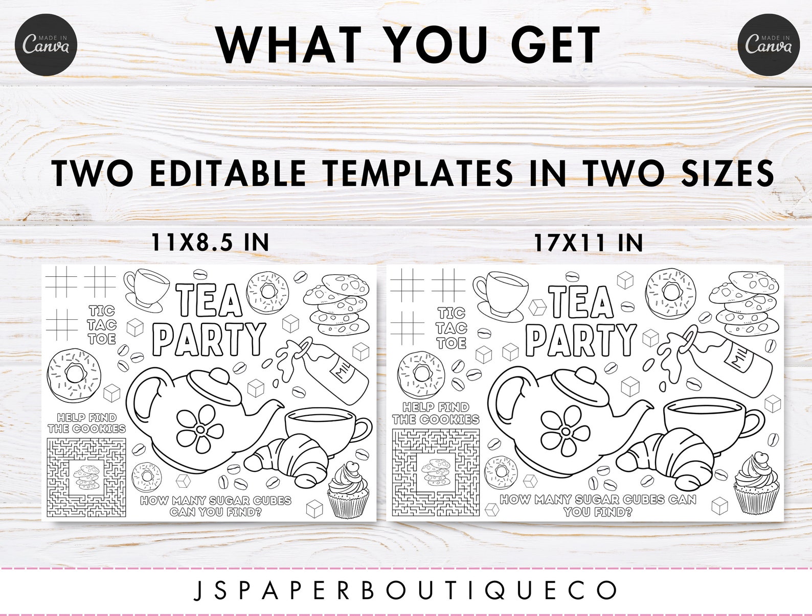 Tea Party Coloring Placemat, Tea Party Placemat, Personalized, Tea Time ...