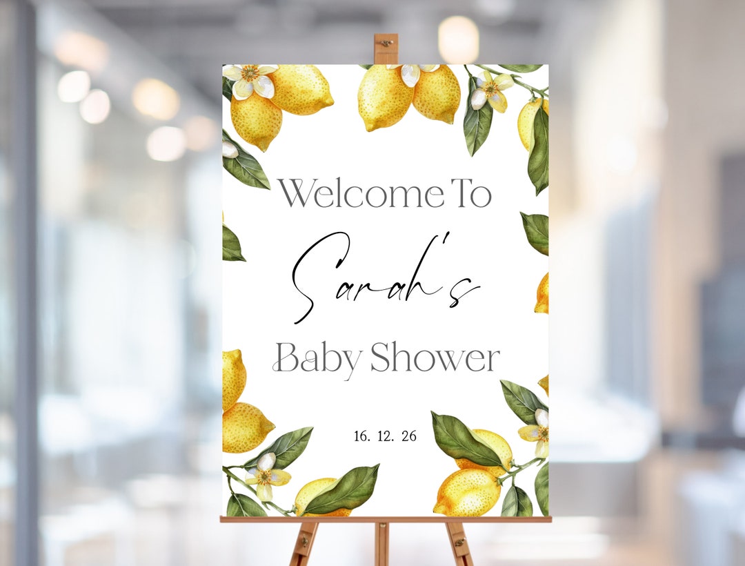 Editable Lemon Baby Shower Welcome Sign, Lemon Gender Neutral Baby ...