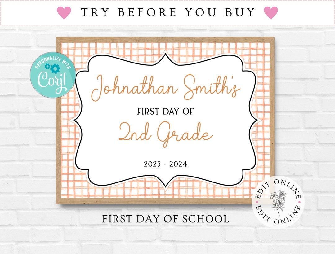 First Day of School Sign, First Day of School Printable Photo Prop, 2nd ...