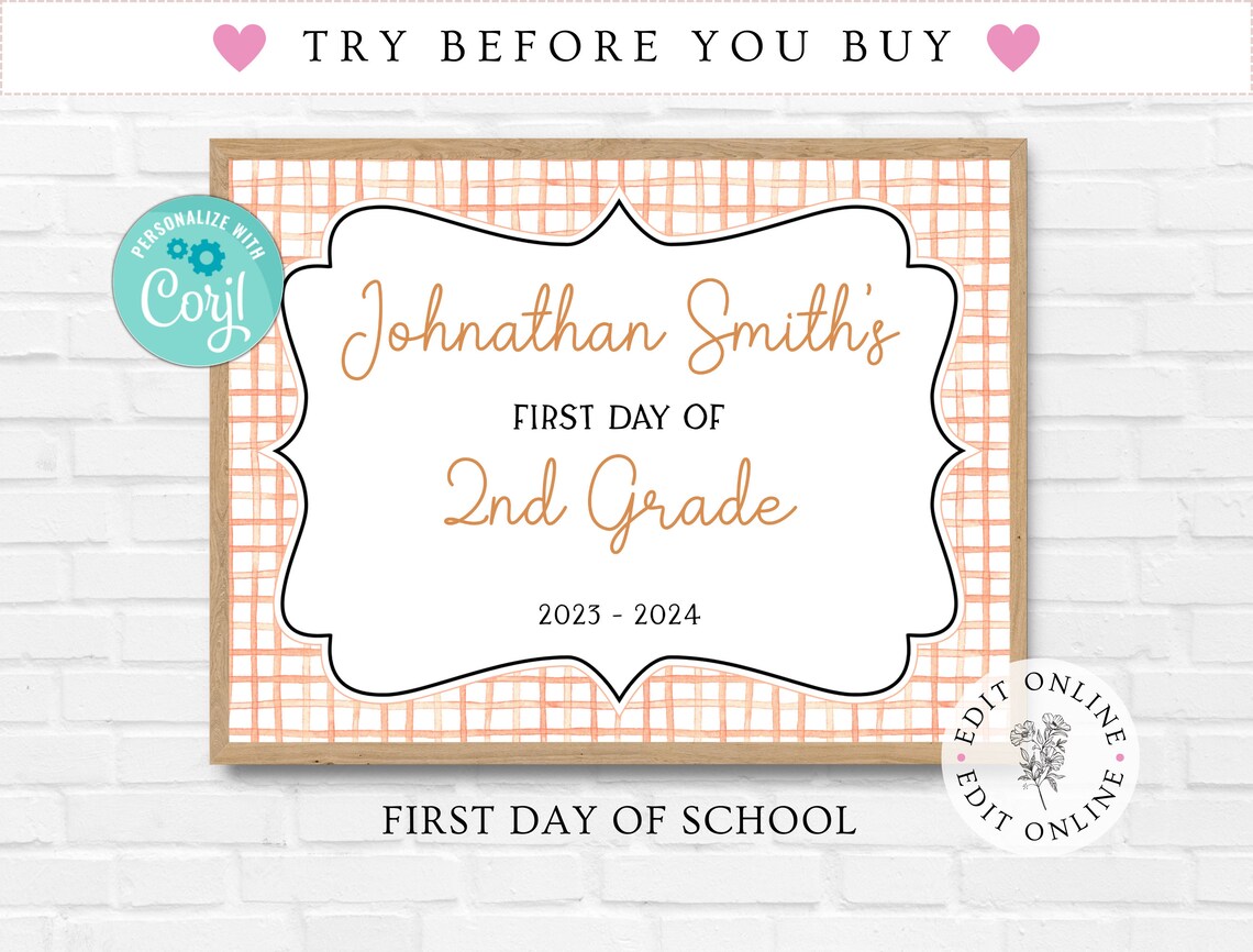 First Day of School Sign, First Day of School Printable Photo Prop, 2nd ...