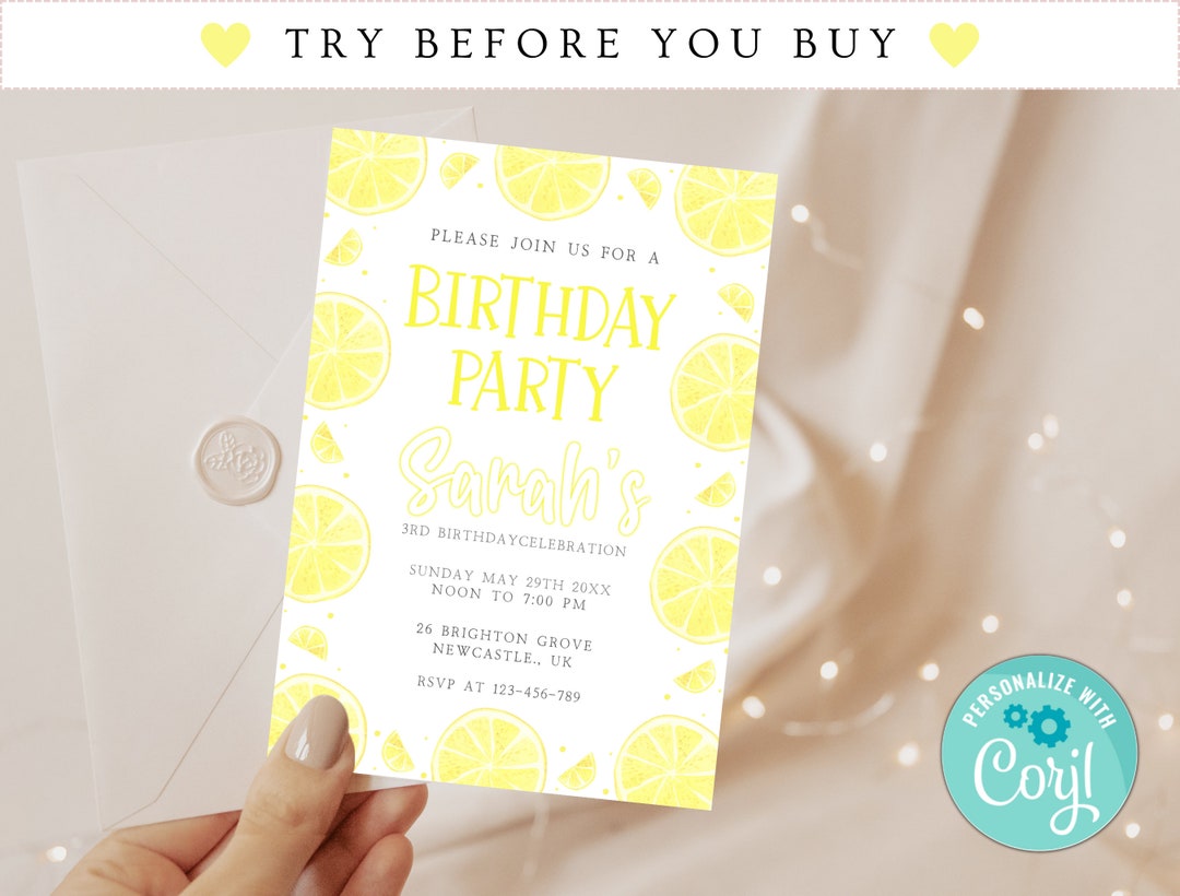 Lemonade Invitation Lemonade Birthday Invitation Summer - Etsy