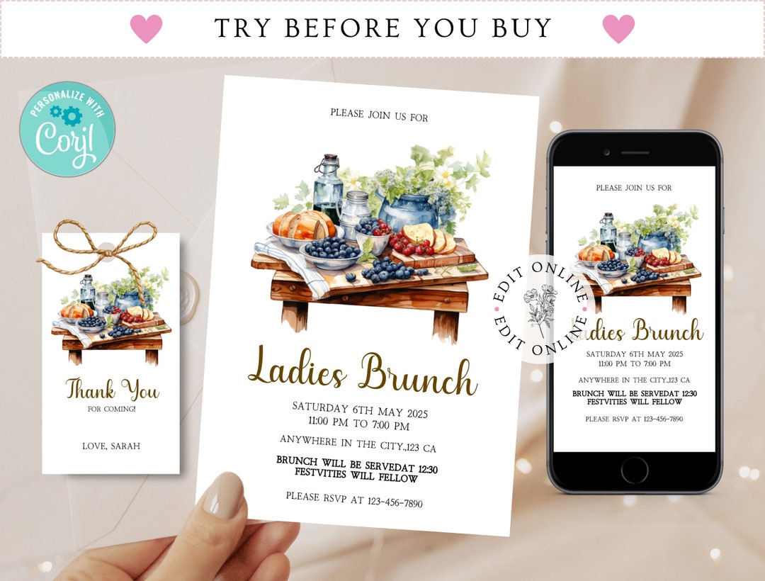 Ladies Brunch Template, Editable Girls Brunch, Ladies Brunch Invite ...